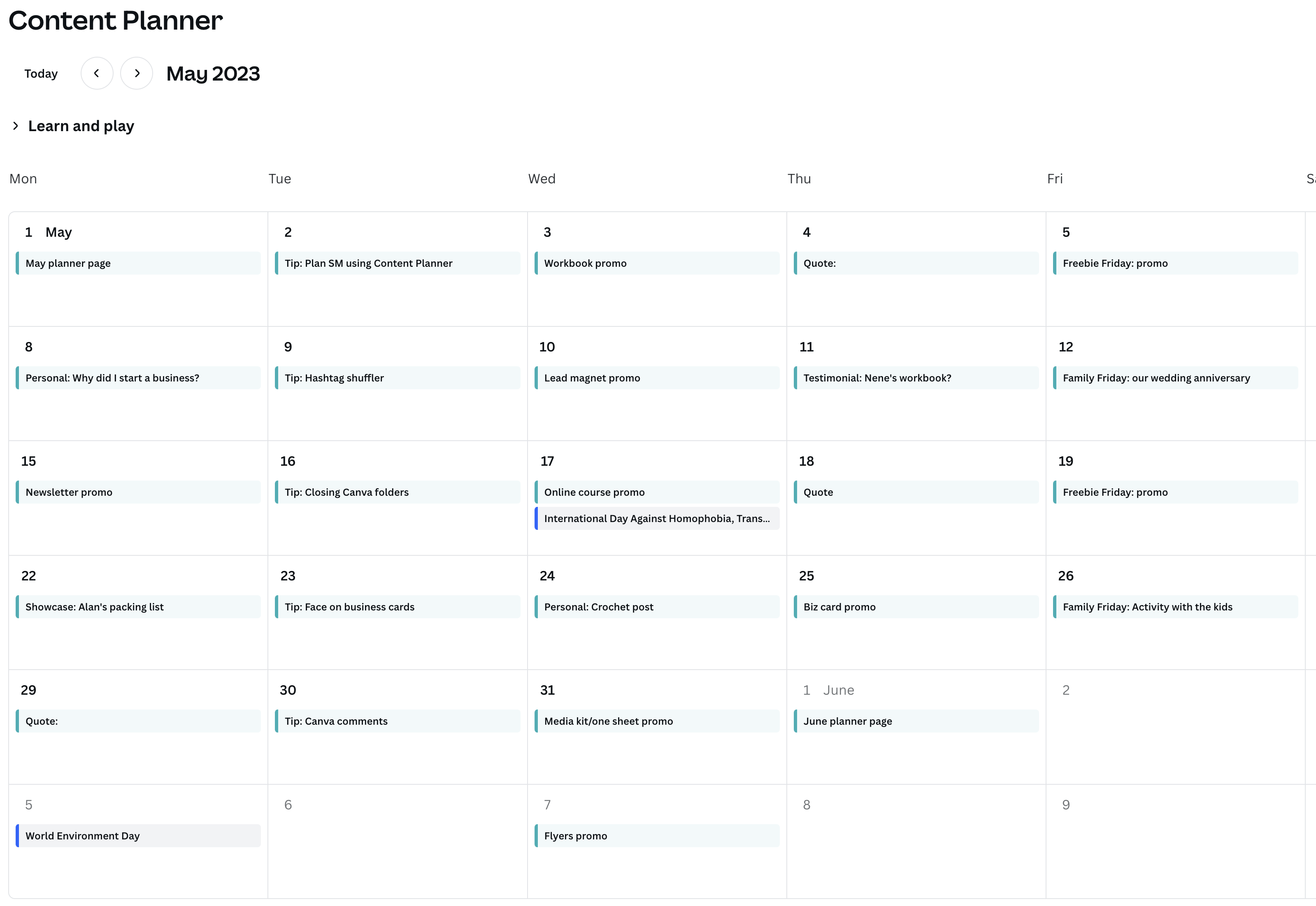 How to use Canva's Content Planner to plan your social media - Pretty Little Docs
